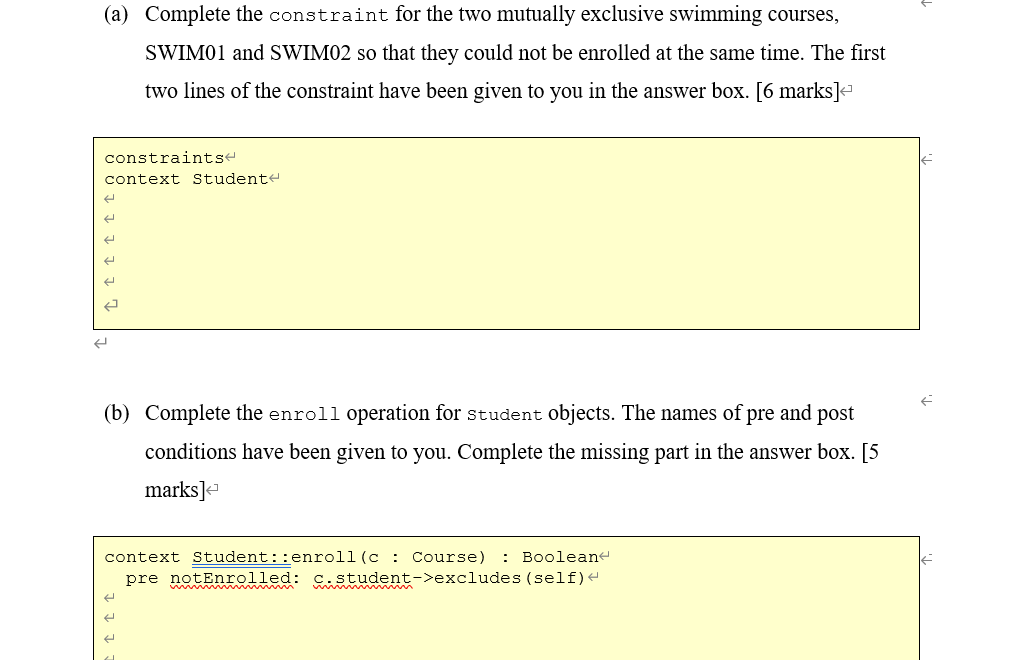 Solved Question 4 Object Constraint Language Ocl [15