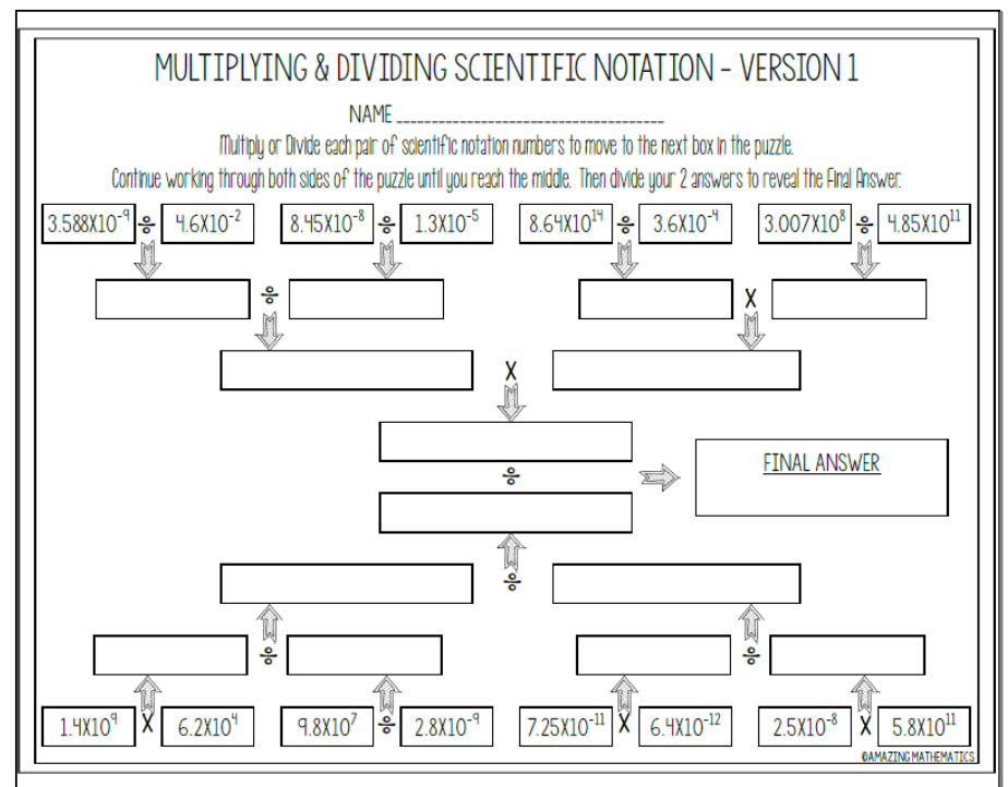 Solved MULTIPLYING & DIVIDING SCIENTIFIC NOTATION - VERSION | Chegg.com