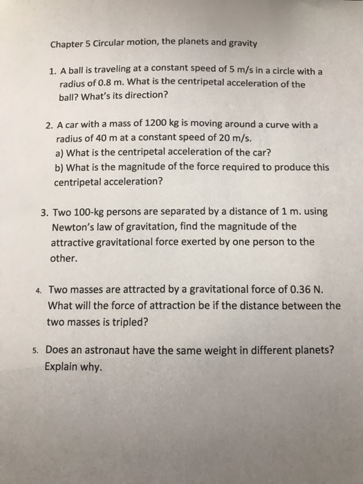 Circular Motion Planets