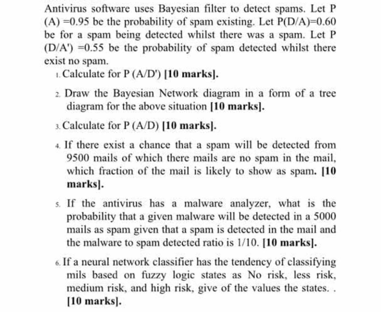 Solved Antivirus Software Uses Bayesian Filter To Detect 
