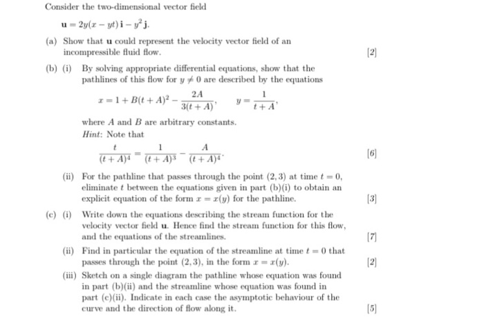 Solved Consider the two-dimensional vector field u = 2y(x - | Chegg.com