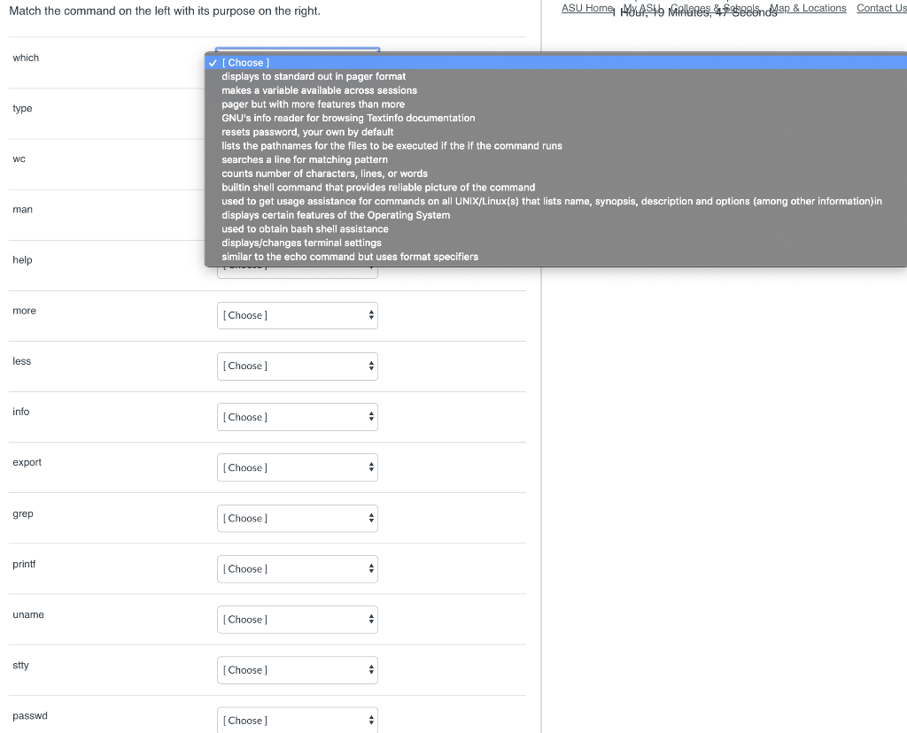 Solved Match the command on the left with its purpose on the | Chegg.com