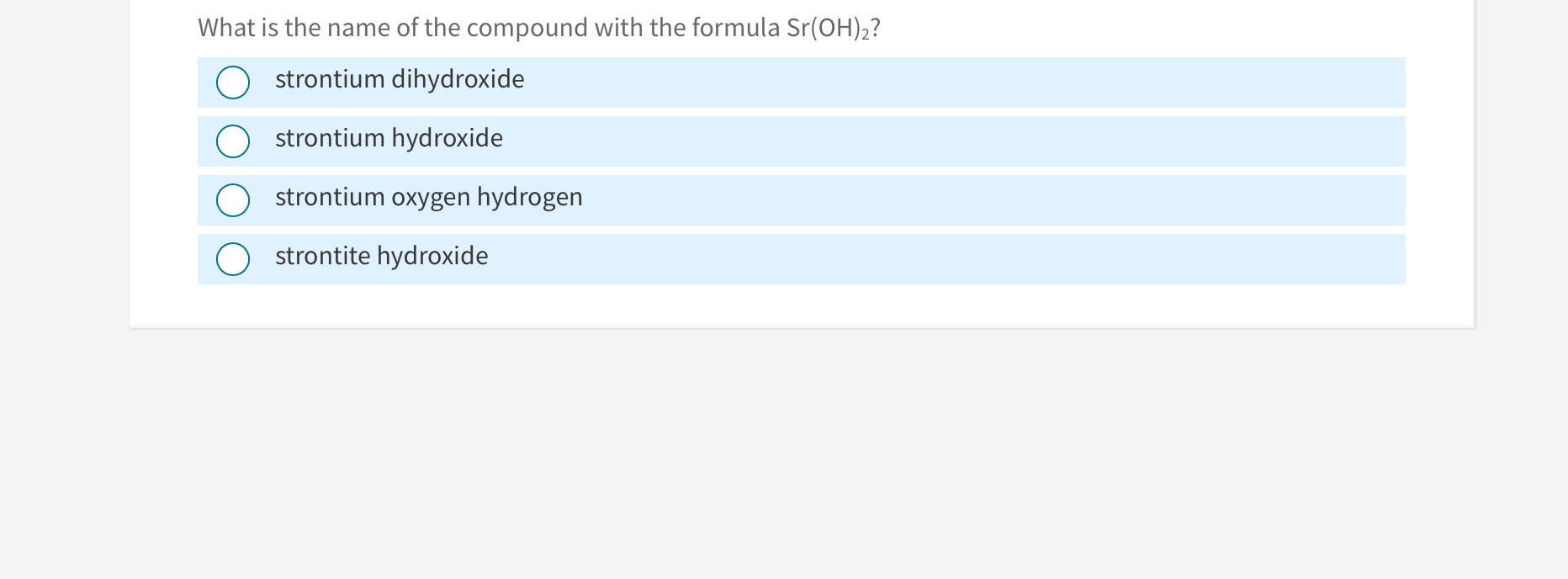 Solved What is the name of the compound with the formula | Chegg.com