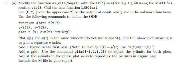 Solved 1. (a) Modify the function ex.with.2eqs to solve the | Chegg.com