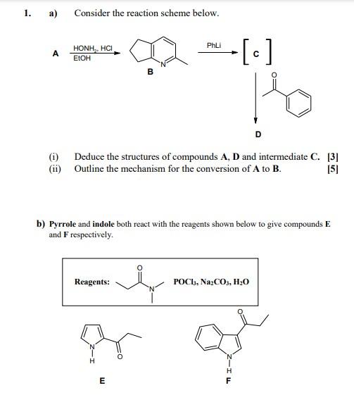 Solved 1. a) Consider the reaction scheme below. Phli А | Chegg.com