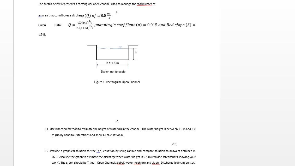 Solved The sketch below represents a rectangular open | Chegg.com
