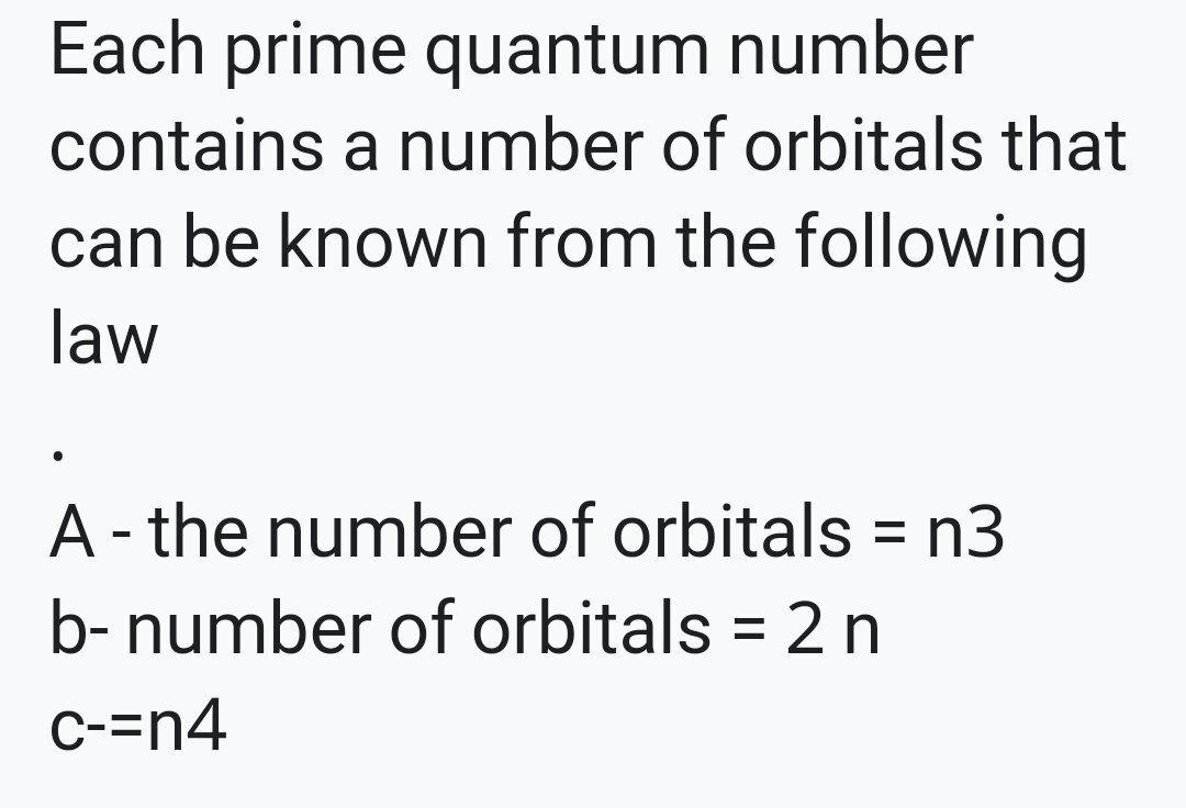 Solved Each prime quantum number contains a number of | Chegg.com