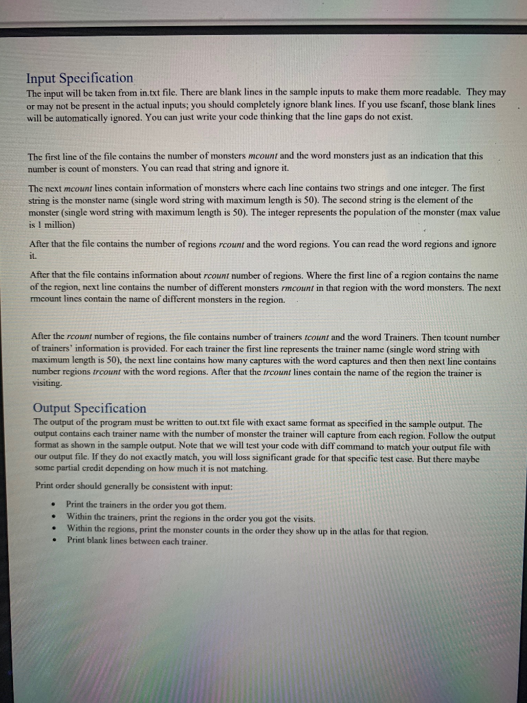 In C code The info for the program is in the details | Chegg.com