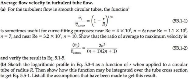 Average Flow Velocity In Turbulent Tube Flow A For
