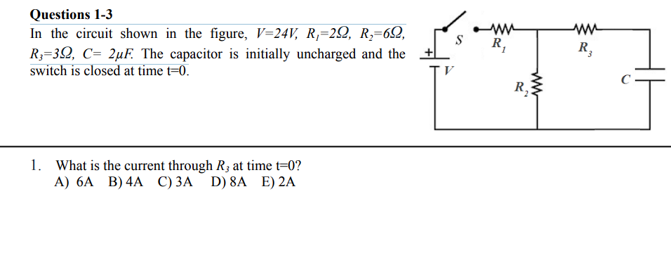 Solved What is the current through R3 ﻿at time | Chegg.com