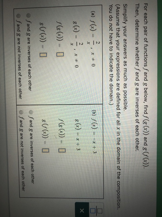 Solved For each pair of functions fand g below, find f(g(x)) | Chegg.com