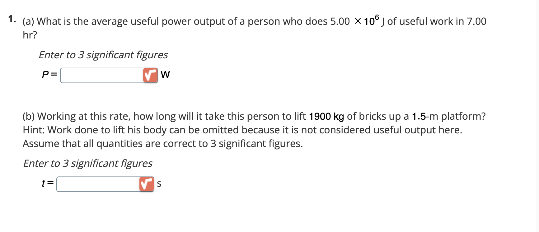 Solved 1. (a) What is the average useful power output of a | Chegg.com