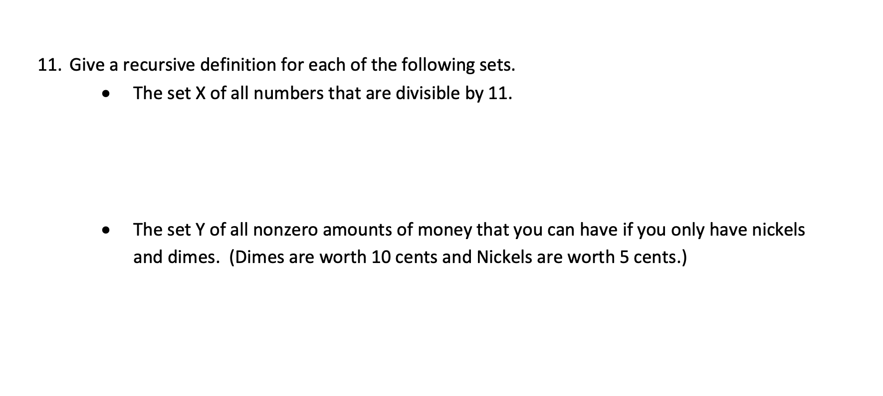 Solved 11. Give a recursive definition for each of the | Chegg.com