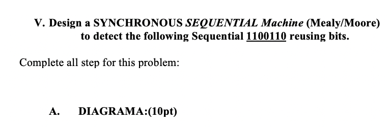 Solved V. Design a SYNCHRONOUS SEQUENTIAL Machine | Chegg.com