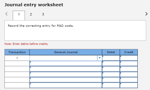 Solved Journal entry worksheet Record the correcting entry | Chegg.com