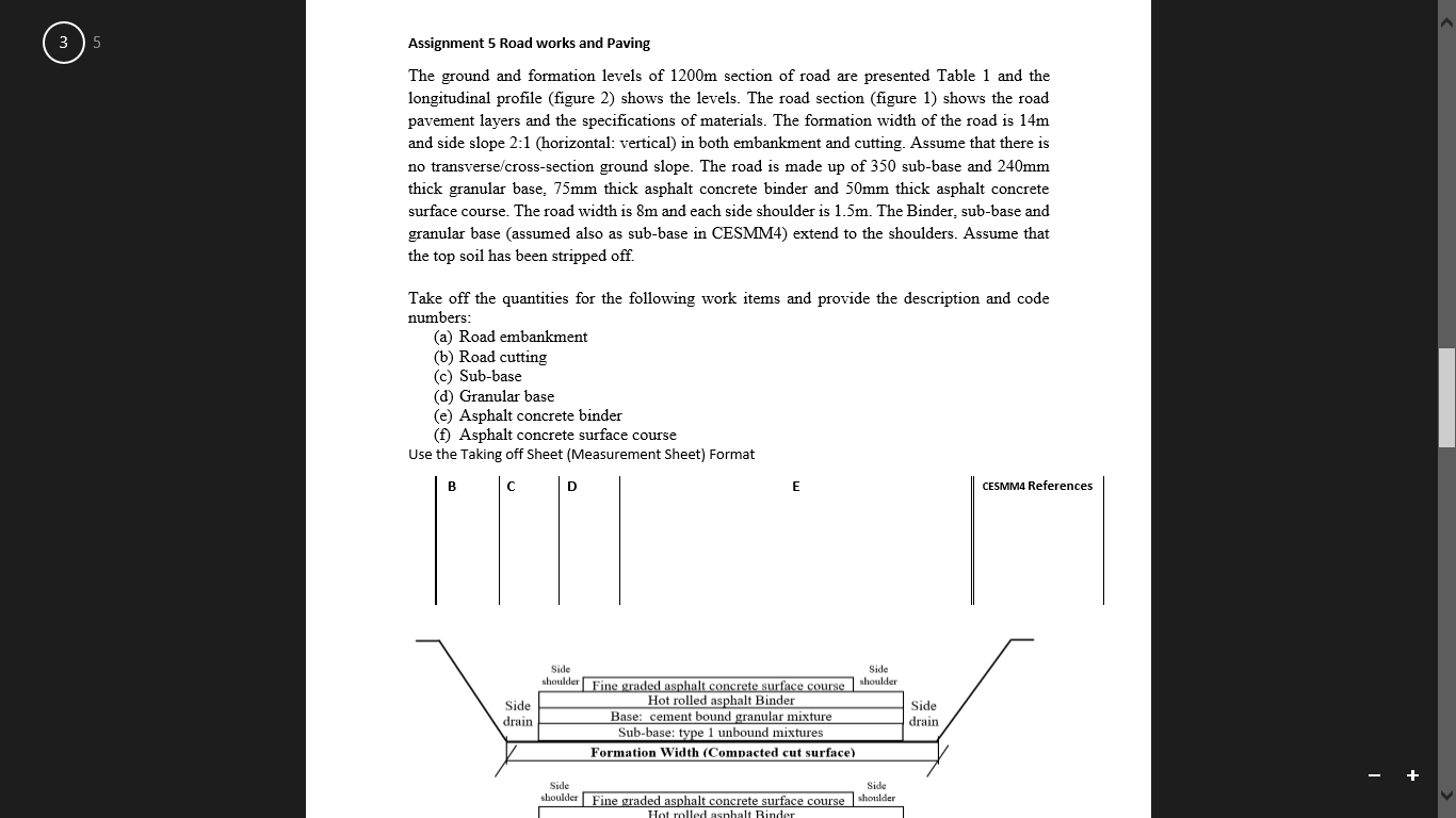 Assignment 5 Road works and Paving The ground and | Chegg.com
