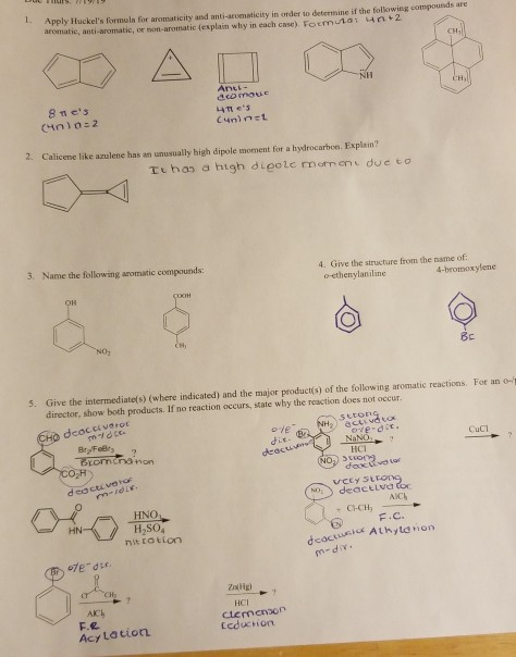 Solved 1. Apply Huckel's formula for aromaticity and | Chegg.com