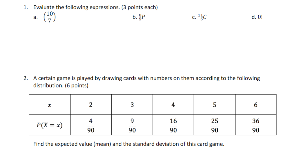 Solved 1. Evaluate the following expressions. (3 points | Chegg.com