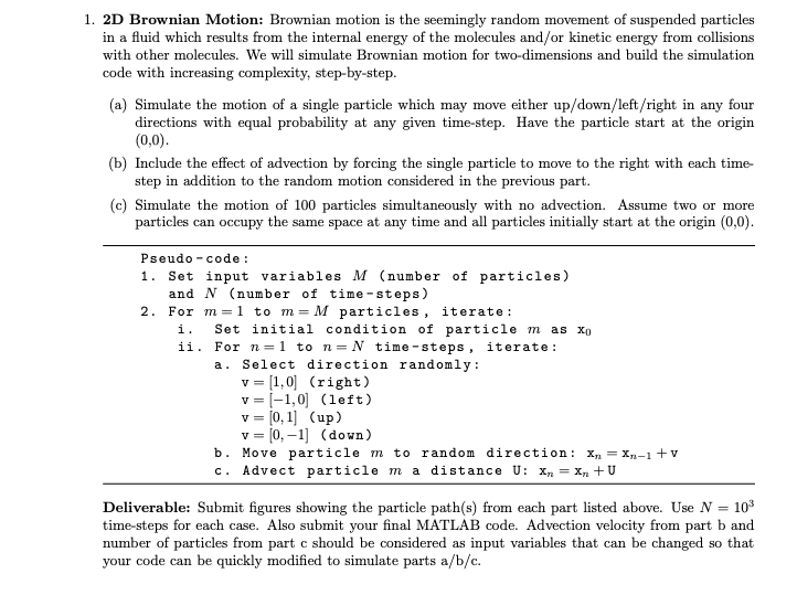 Solved 1. 2D Brownian Motion: Brownian motion is the | Chegg.com