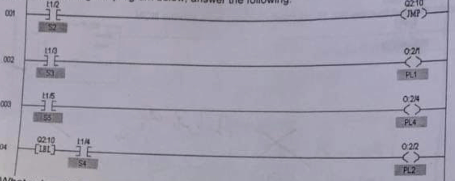 Solved 1. Assume that PL1 and PL4 are "ON". If rungs 2-3 are | Chegg.com