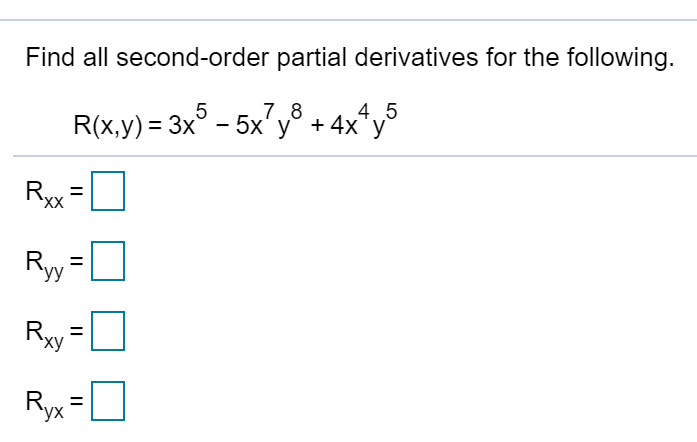 Solved Find All Second Order Partial Derivatives For The