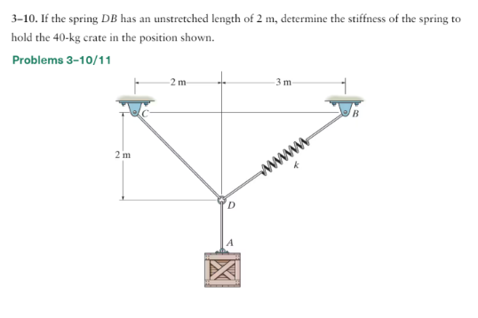 Solved 3-10. ﻿If the spring \( ﻿D B \) ﻿has an unstretched | Chegg.com