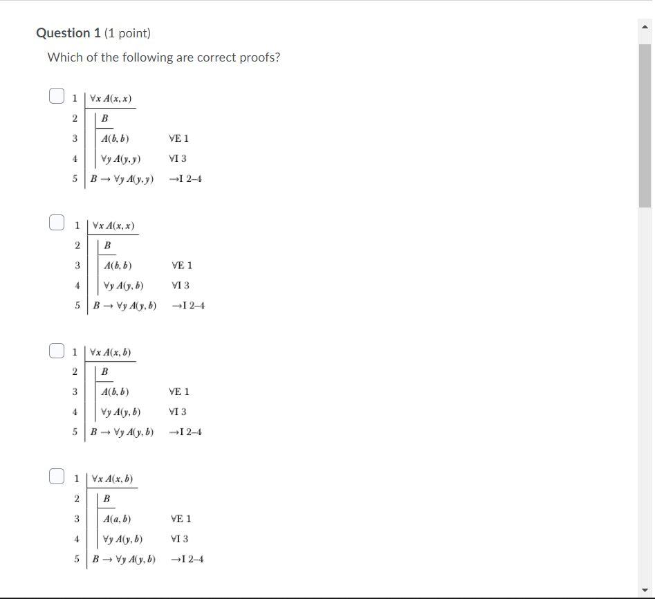 Solved Question 1 (1 point) Which of the following are | Chegg.com