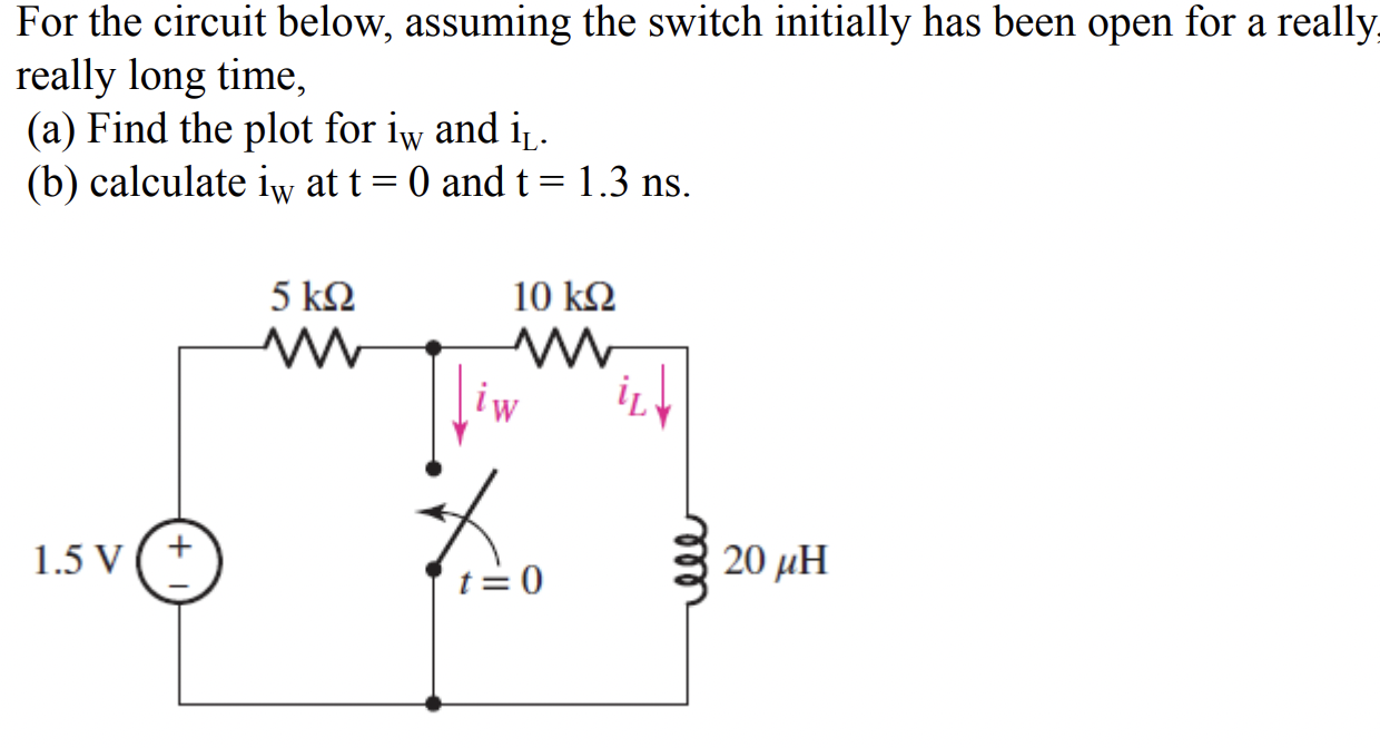 Solved For the circuit below, assuming the switch initially | Chegg.com