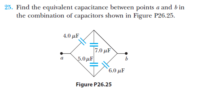 Solved 25. Find the equivalent capacitance between points a | Chegg.com