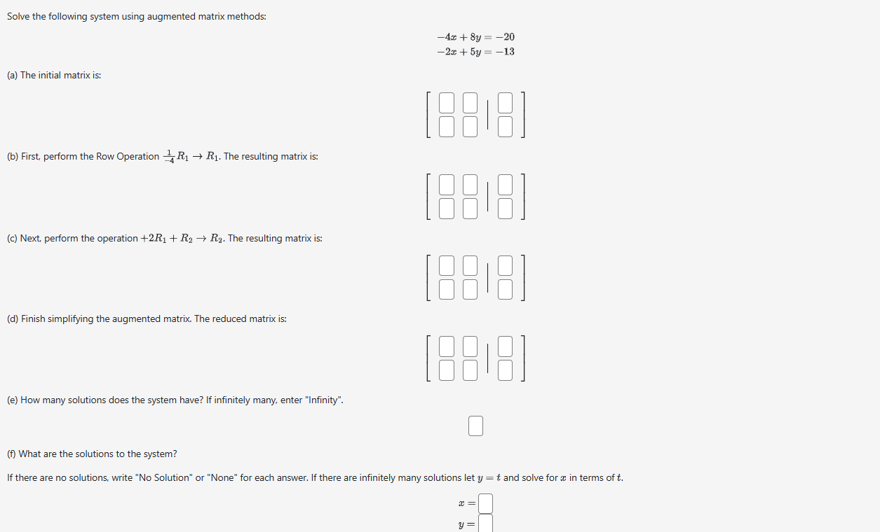 Solved Solve the following system using augmented matrix | Chegg.com