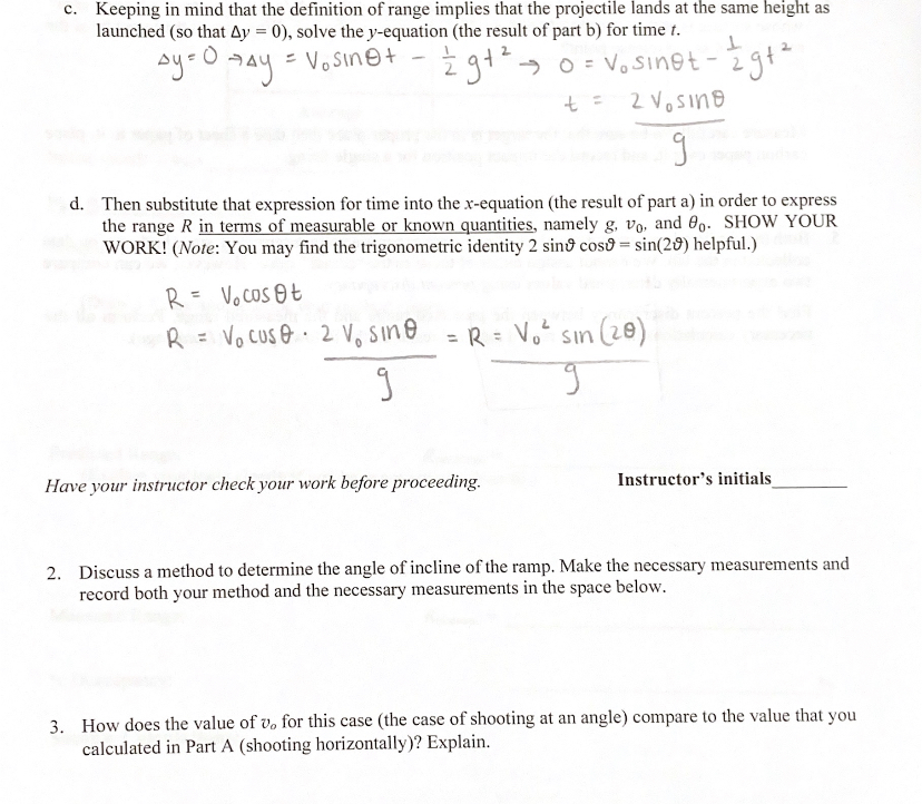 Solved Part B: Projection at angle θ0 to the horizontal 1. | Chegg.com