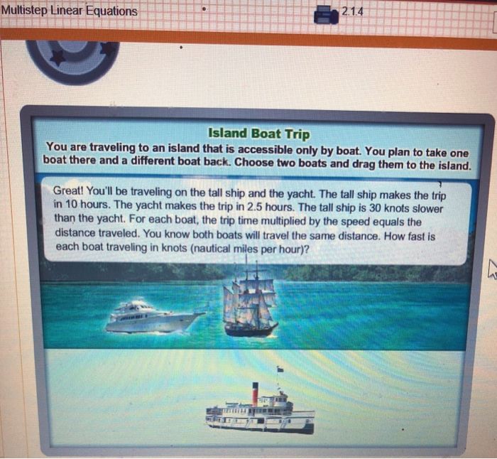 Solved Multistep Linear Equations 2.1 Island Boat Trip boat | Chegg.com