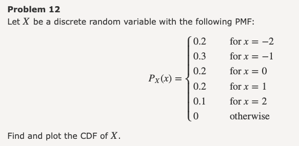 Solved Problem 12 Let X be a discrete random variable with | Chegg.com