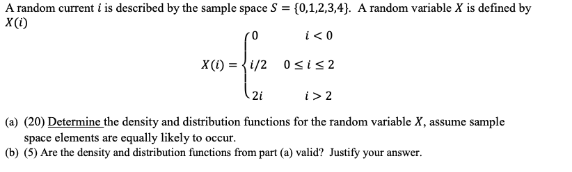 Solved A random current i is described by the sample space S | Chegg.com