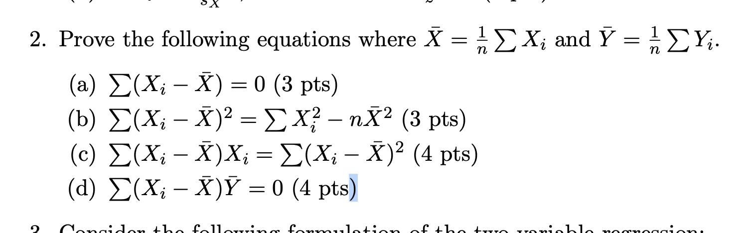 Solved Prove the following equations where x‾=1n∑??xi ﻿and | Chegg.com