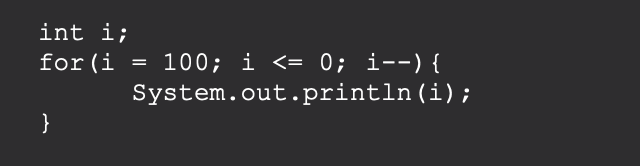 Solved = int i; for (i 100; i