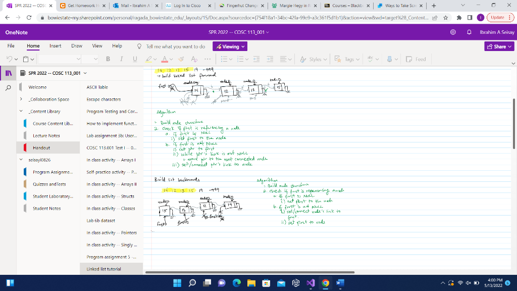 Solved Given the code created during lecture (Handout | Chegg.com