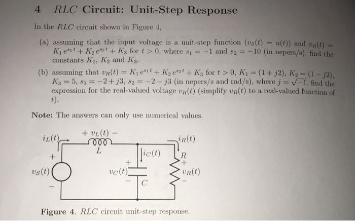 Solved 4 RLC Circuit: Unit-Step Response In the RLC circuit | Chegg.com