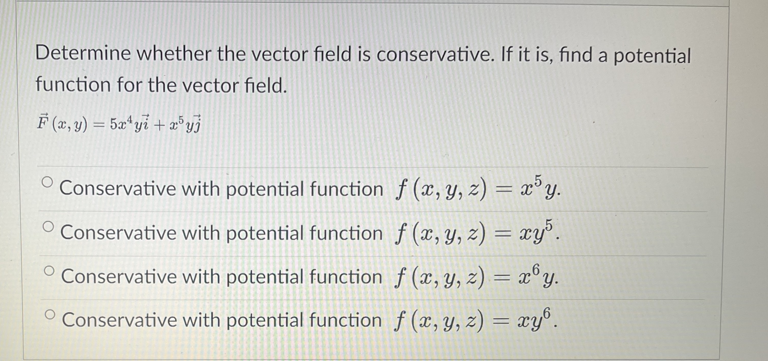 Solved Determine whether the vector field is conservative. | Chegg.com