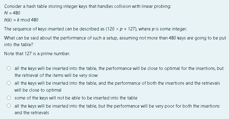 Solved Consider A Hash Table Storing Integer Keys That 8693