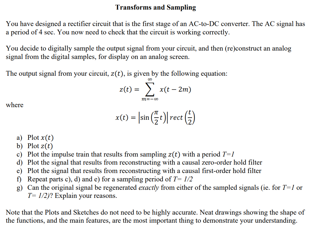 Transforms and SamplingYou have designed a rectifier | Chegg.com