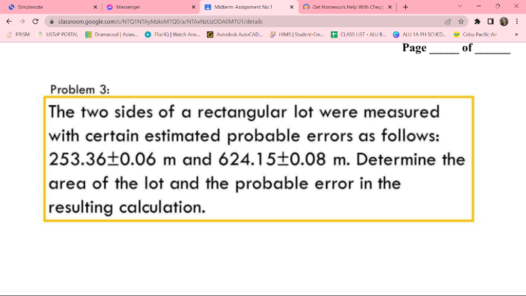 Solved The two sides of a rectangular lot were measured with | Chegg.com