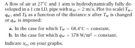 Solved A flow of air at 27 C and 1 atm is hydrodynamically | Chegg.com