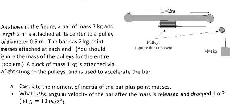 Solved a. Calculate the moment of inertia of the bar plus | Chegg.com