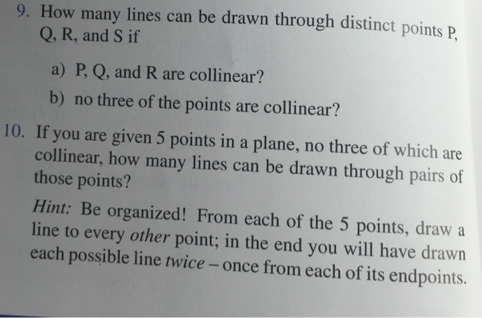 Solved 9. How many lines can be drawn through distinct | Chegg.com