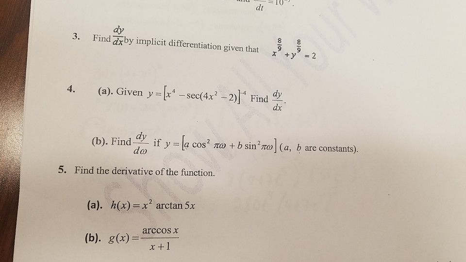 Solved ayy 3. Find dxby implicit differentiation given that | Chegg.com
