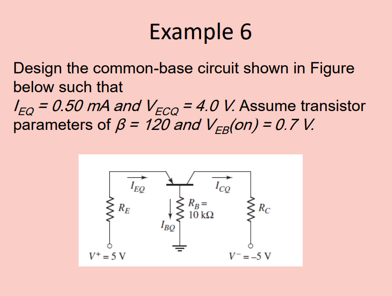 Solved Design the common-base circuit shown in Figure below | Chegg.com