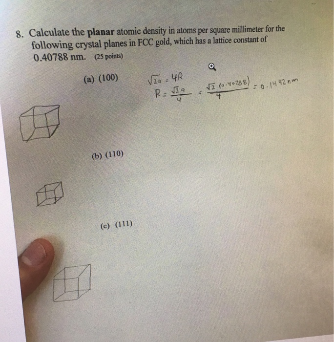Solved Calculate The Planar Atomic Density In Atoms Per