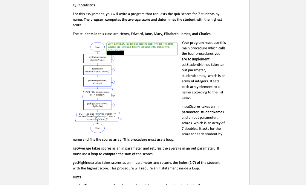 Solved Quiz Statistics For this assignment, you will write a | Chegg.com