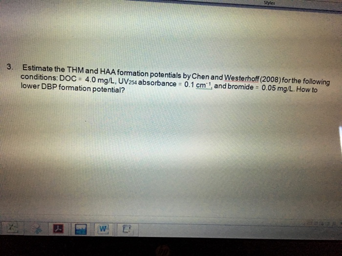 Solved Estimate the THM and HAA formation potentials by Chen | Chegg.com